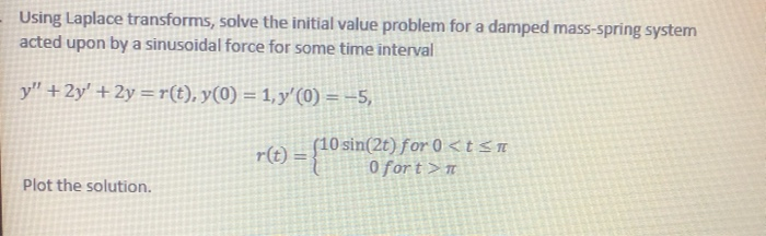 Solved Using Laplace transforms, solve the initial value | Chegg.com