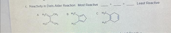 Solved c. Reactivity in Diels-Alder Reaction Most Reactive | Chegg.com