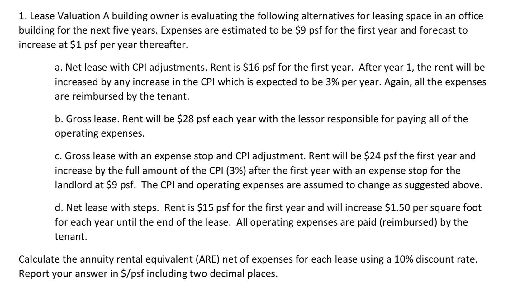 Solved question 1) ﻿Please Use Excel to calculate the | Chegg.com