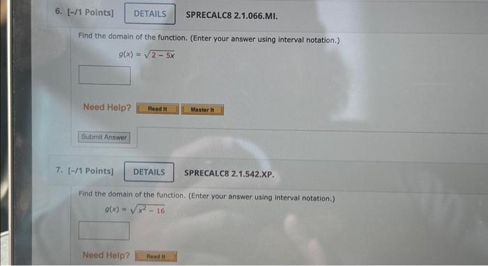 Solved Find the domain of the function. (Enter your answer | Chegg.com