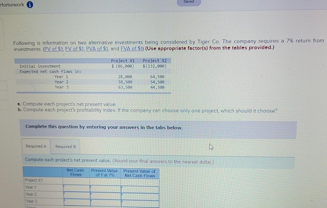 Solved Saved Homework i Following is information on two | Chegg.com