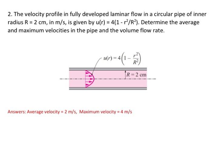 Solved The velocity profile in fully developed laminar flow | Chegg.com