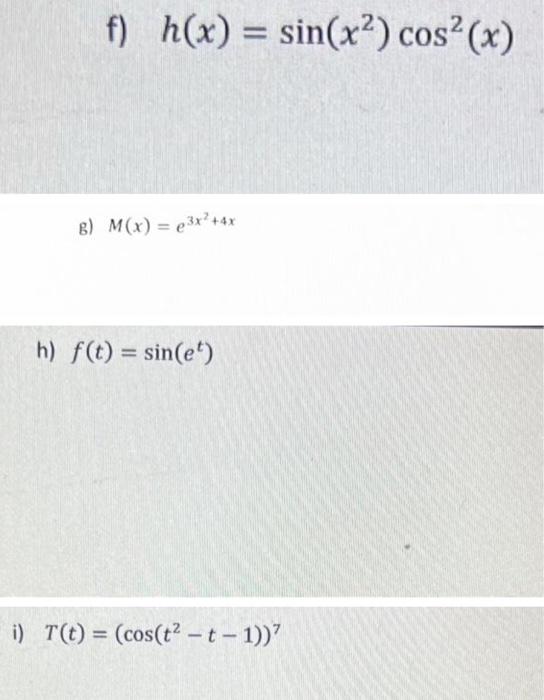 Solved 1. Find the derivatives. a) f(x)=x3sin(x) b) | Chegg.com