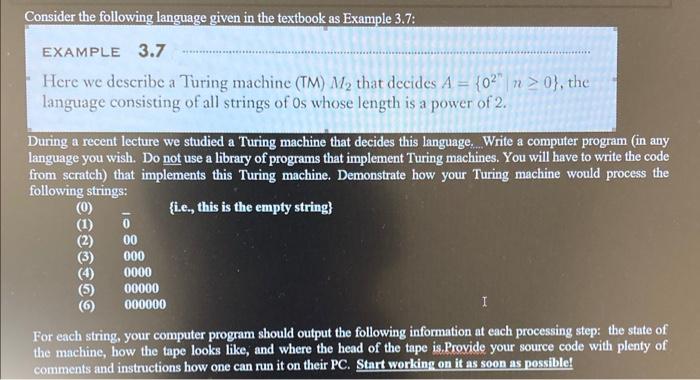 Solved Consider the following language given in the textbook | Chegg.com