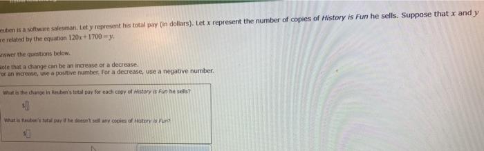 euben is a software salesman. Let y represent his | Chegg.com