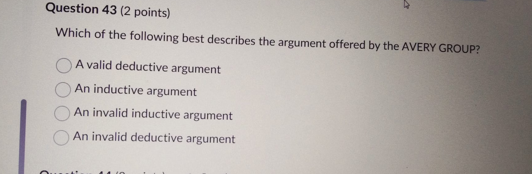 Solved Question 43 (2 ﻿points)Which of the following best | Chegg.com