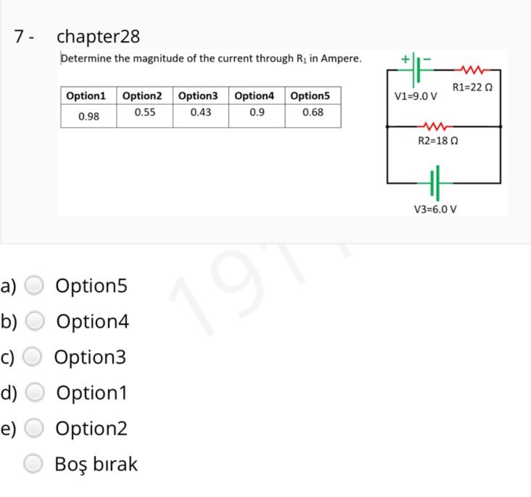 Solved 7 - ﻿chapter28Determine the magnitude of the current | Chegg.com