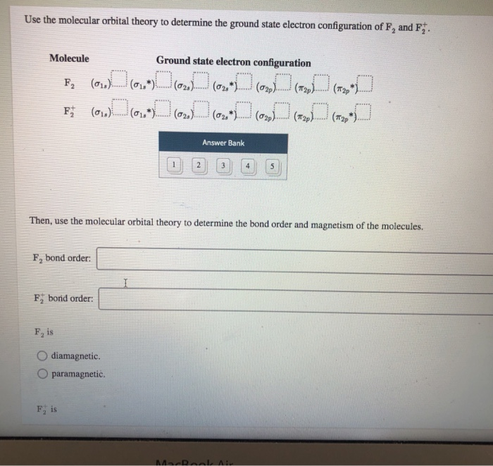Solved Use the molecular orbital theory to determine the | Chegg.com