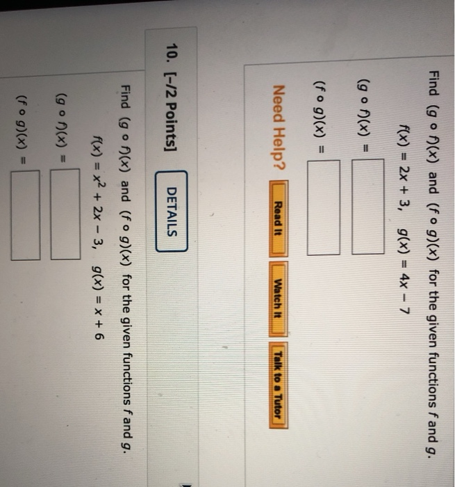 Solved Find (gof)(x) and (fog)(x) for the given functions f | Chegg.com