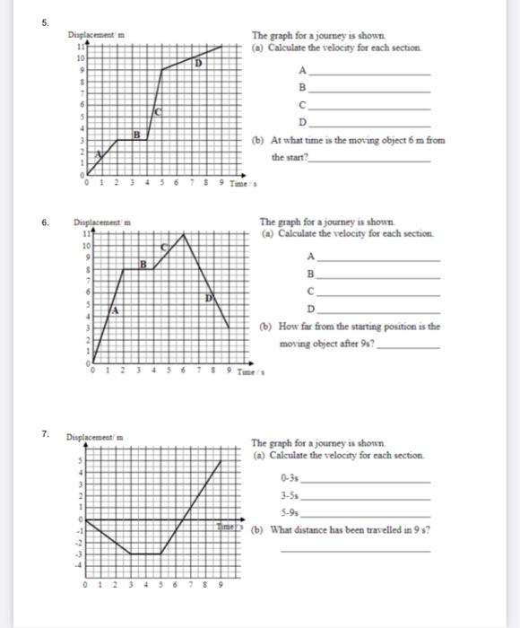 Solved 5. D Displacement The graph for a journey is shown | Chegg.com
