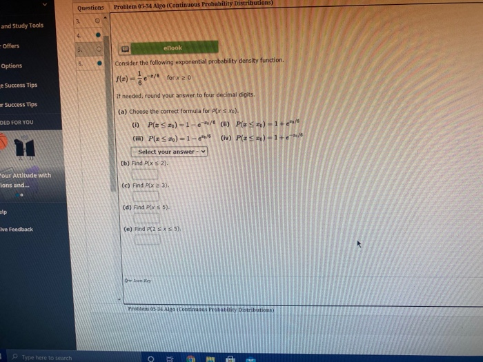Solved Questions Problem 05-34 Algo (Continuous Probability | Chegg.com