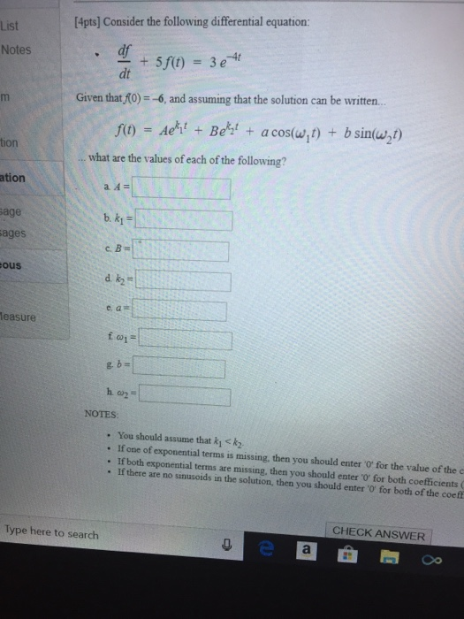 Solved [4pts] Consider the following differential equation: | Chegg.com