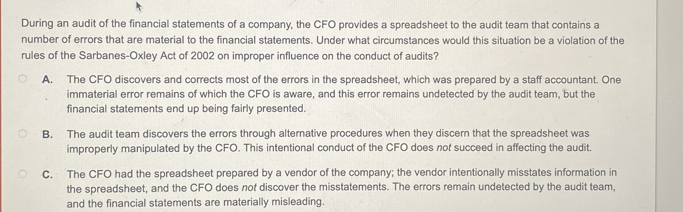 Solved During an audit of the financial statements of a | Chegg.com