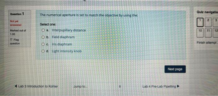 Solved The numerical aperture is set to match the objective | Chegg.com