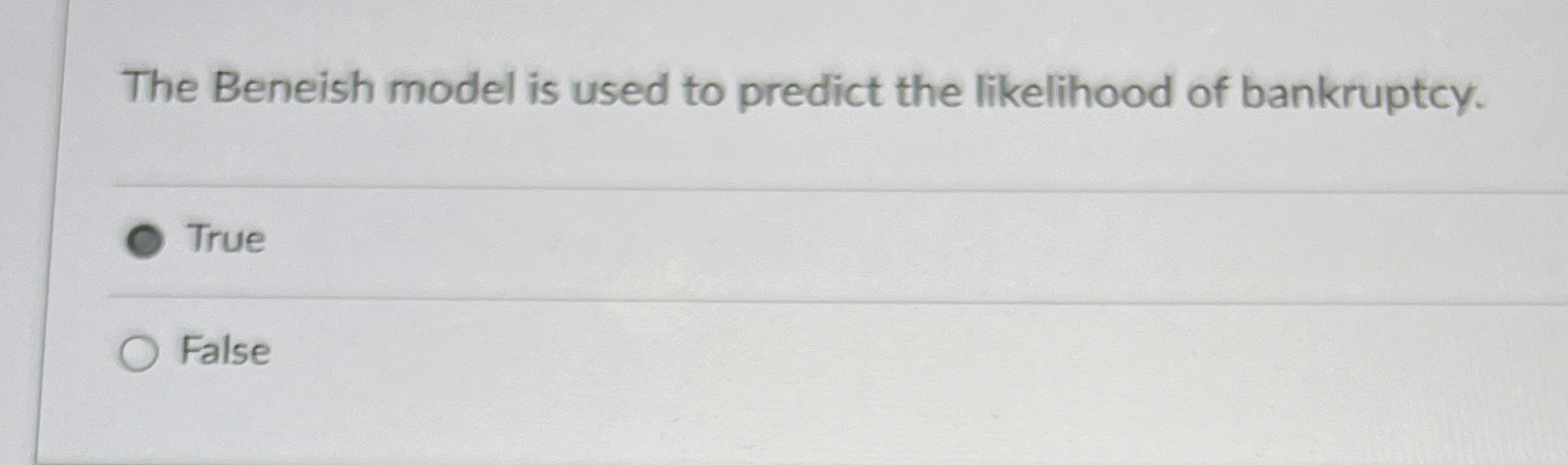 Solved The Beneish model is used to predict the likelihood | Chegg.com