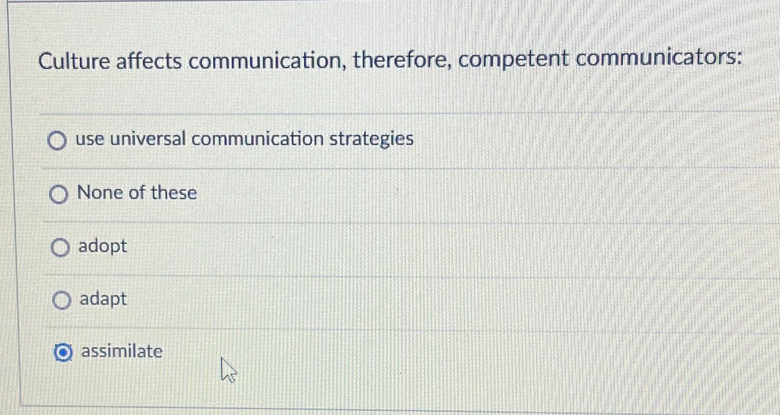 Solved Culture affects communication, therefore, competent | Chegg.com