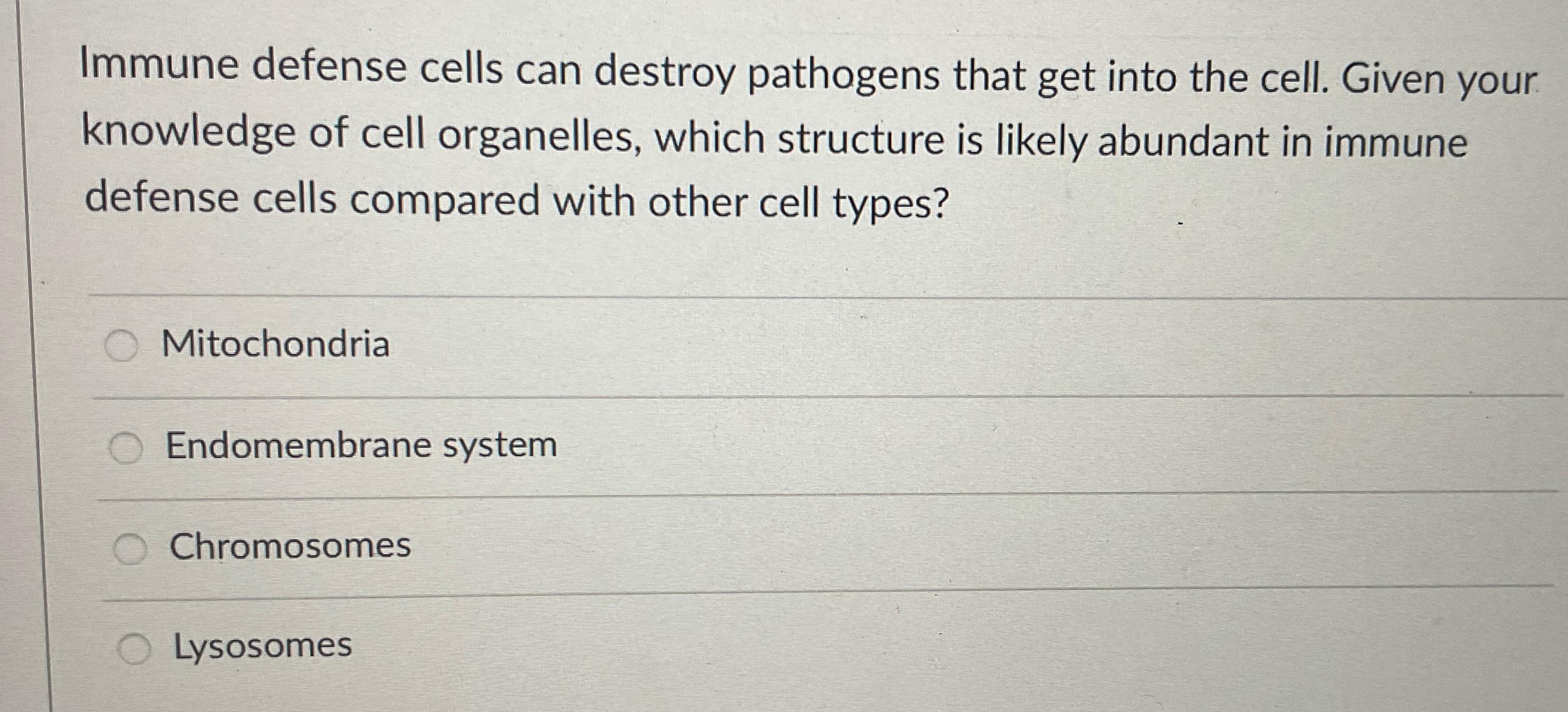Solved Immune defense cells can destroy pathogens that get | Chegg.com