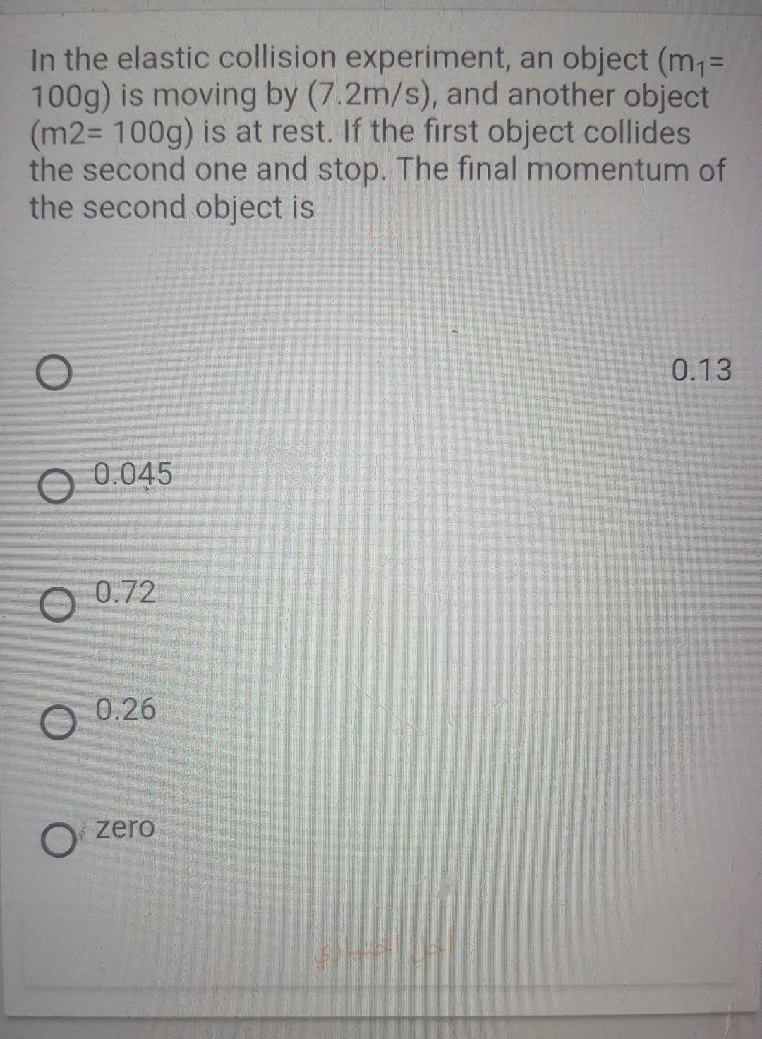 Solved In the elastic collision experiment, an object (m1 = | Chegg.com