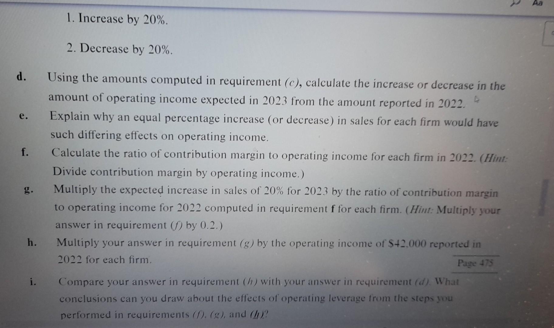 Solved Understanding the effects of operating leverage | Chegg.com