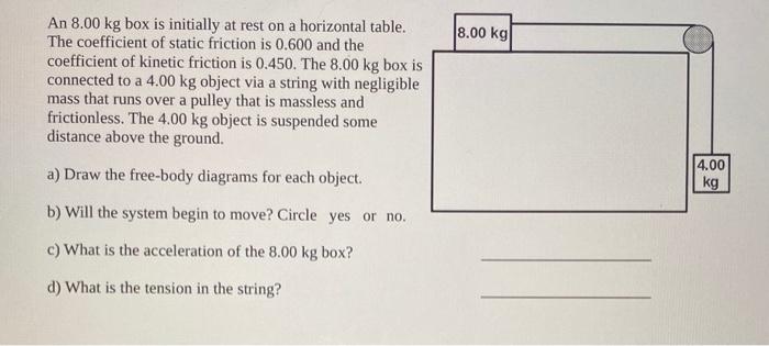 Solved An 8.00 kg box is initially at rest on a horizontal | Chegg.com