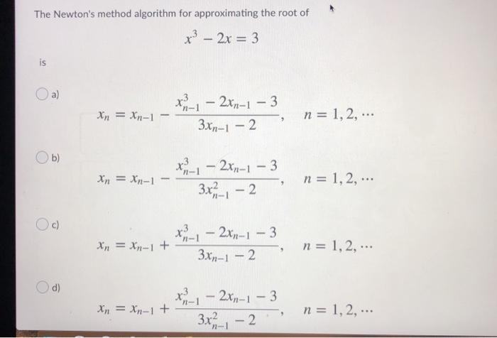 Solved The Newton's method algorithm for approximating the | Chegg.com