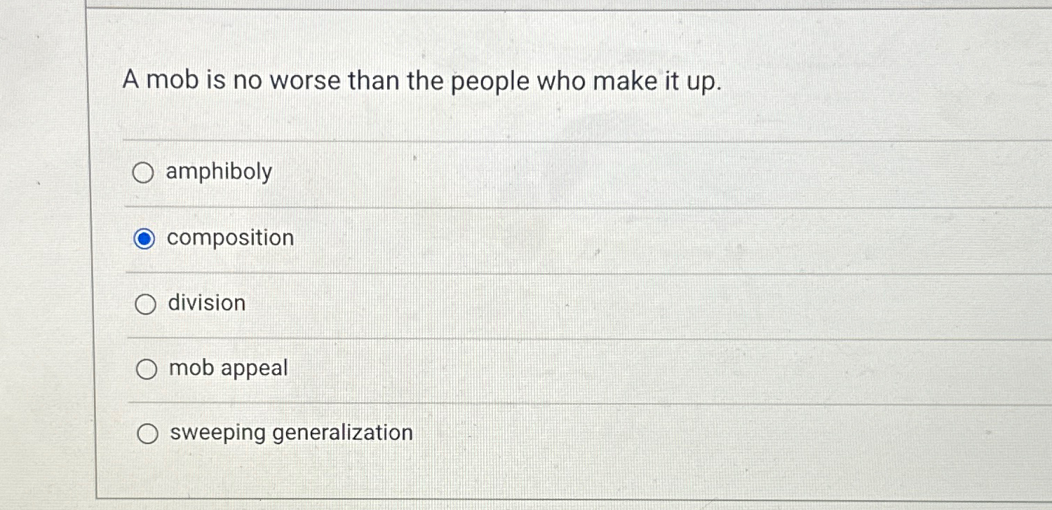 Solved A mob is no worse than the people who make it | Chegg.com