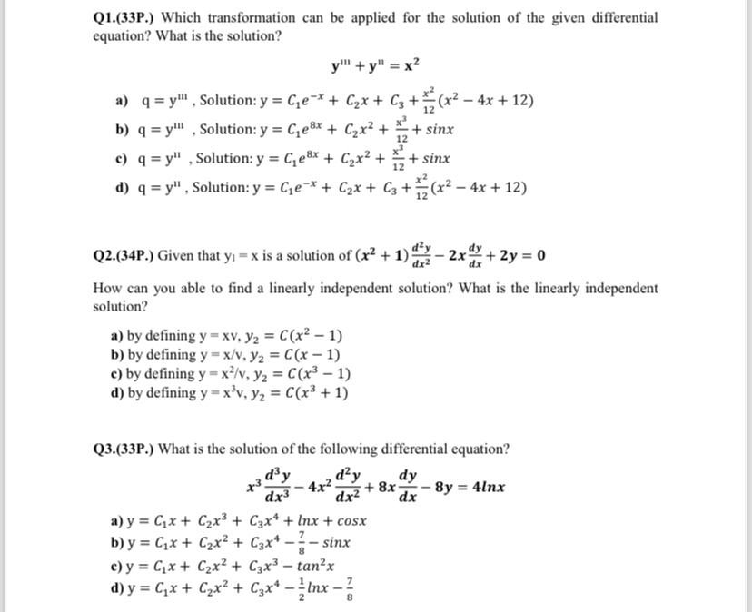 Solved Q1.(33P.) ﻿Which transformation can be applied for | Chegg.com