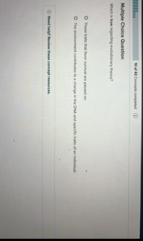 Solved 10 ﻿of 42 ﻿Concepts completed(i)Multiple Choice | Chegg.com