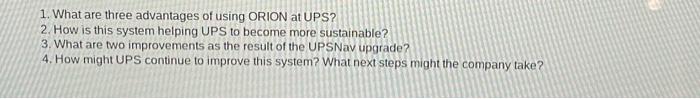 Solved The UPS ORION (On-Road Integrated Optimization and | Chegg.com