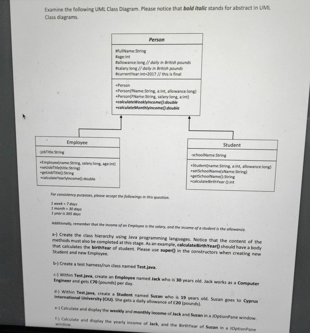 Solved Examine the following UML Class Diagram. Please | Chegg.com Solved Examine the following UML Class Diagram. Please | Chegg.com