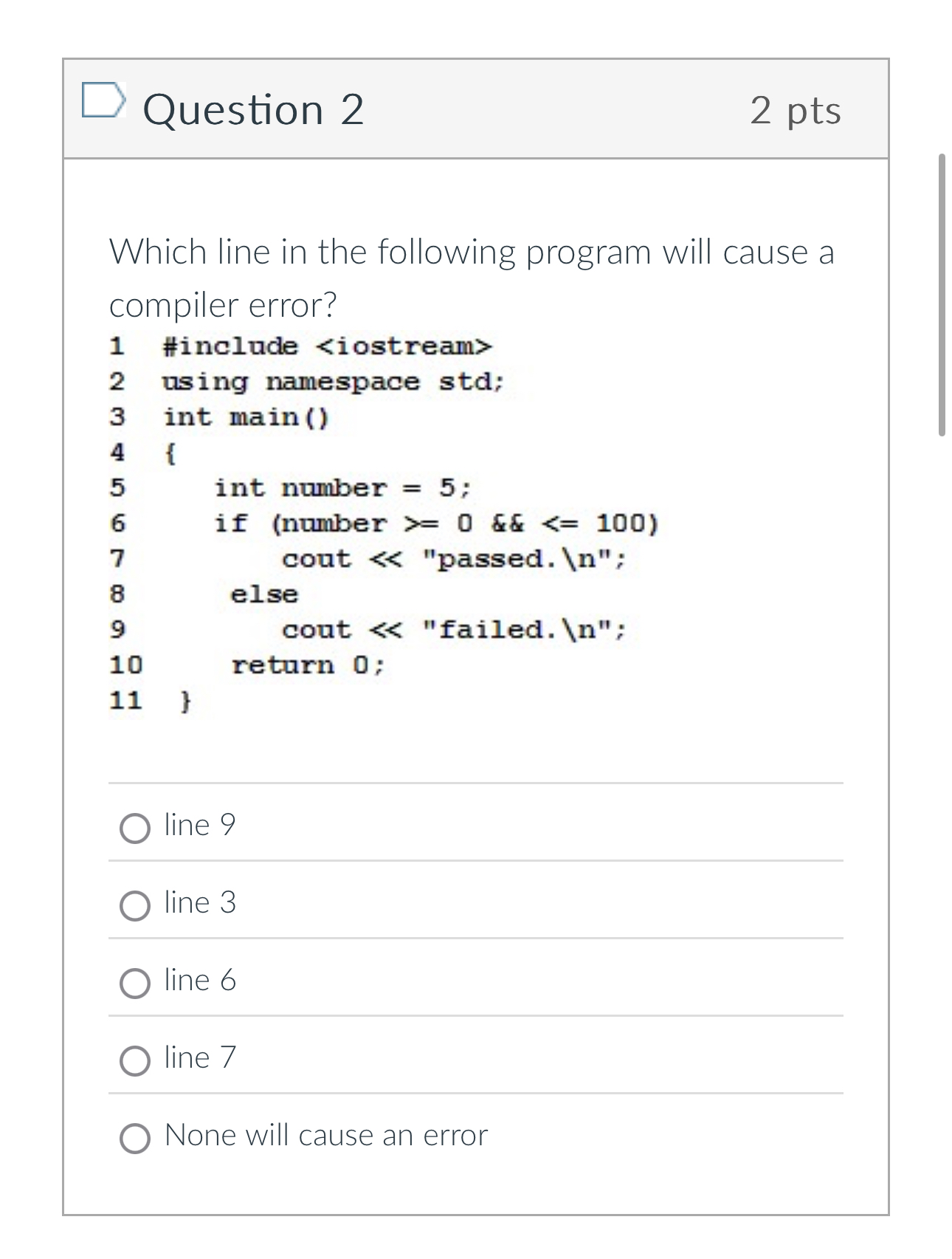Solved Question 22 ﻿ptsWhich line in the following program | Chegg.com