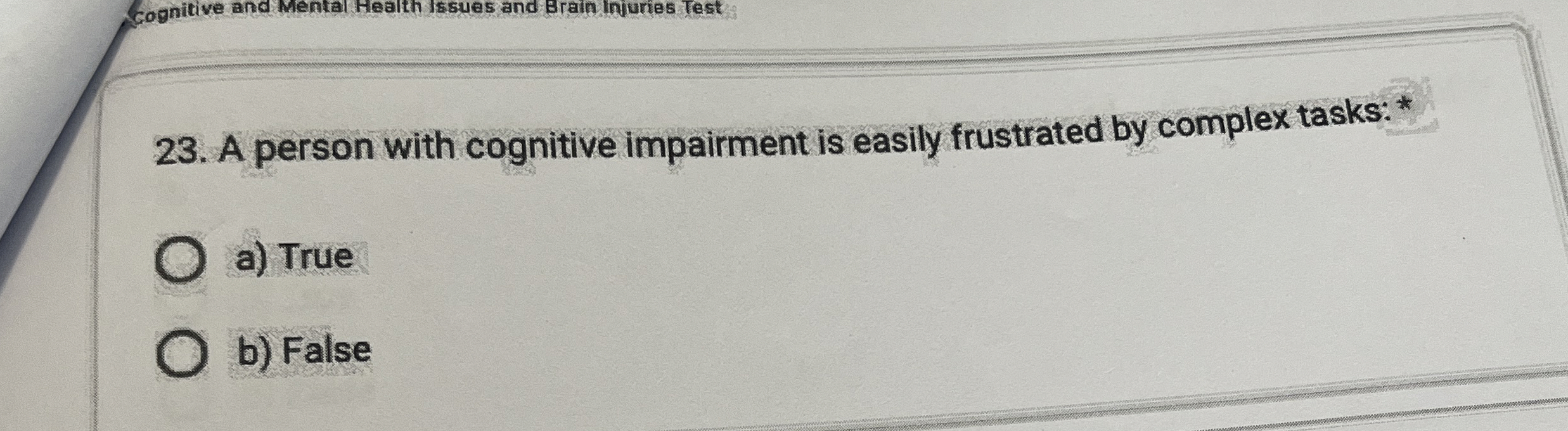 Solved cognitive and Mental Health Issues and Brain Inuries | Chegg.com