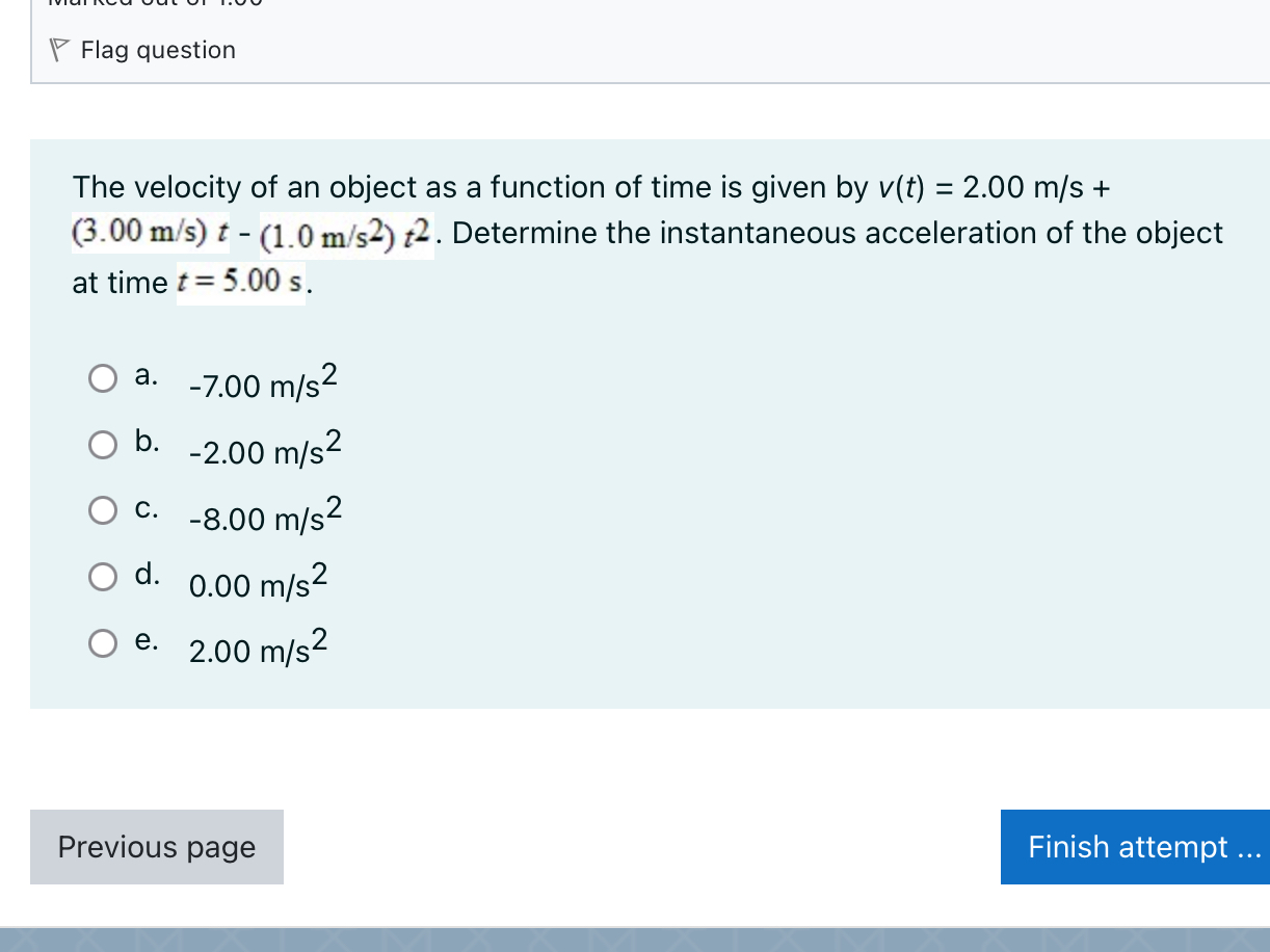 Solved Flag questionThe velocity of an object as a function | Chegg.com