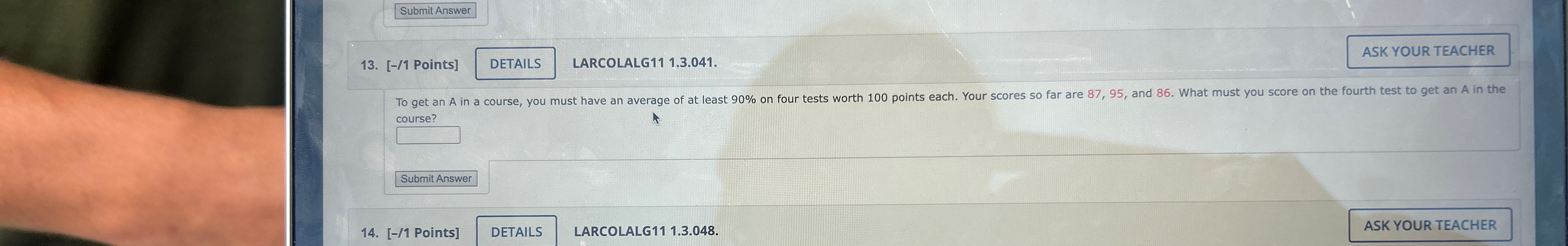 Solved Points]LARCOLALG11 1.3.041.To get an A in a course, | Chegg.com