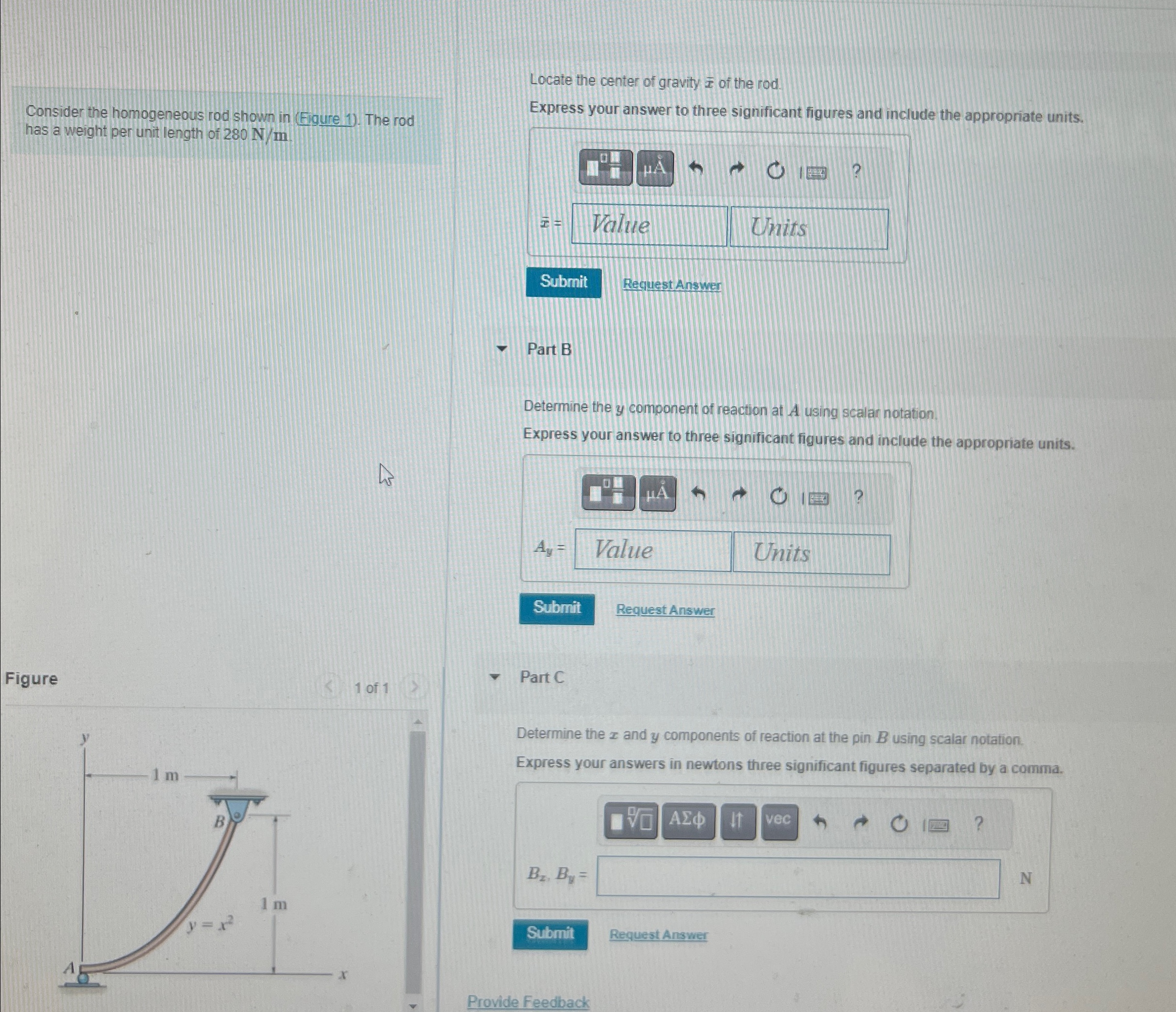 Solved Consider the homogeneous rod shown in (Figure 1). | Chegg.com