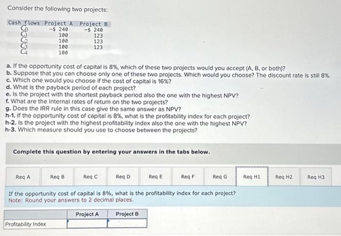 Solved Consider the following two projects: a. If the | Chegg.com