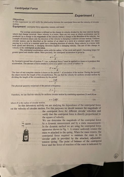 Data Table 11.1. Contripetal forse Rotating mass | Chegg.com