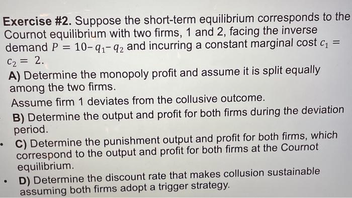 Exercise #2. Suppose the short-term equilibrium | Chegg.com