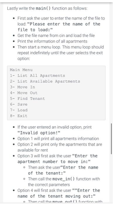 Solved Write a program that manages the apartments in an | Chegg.com