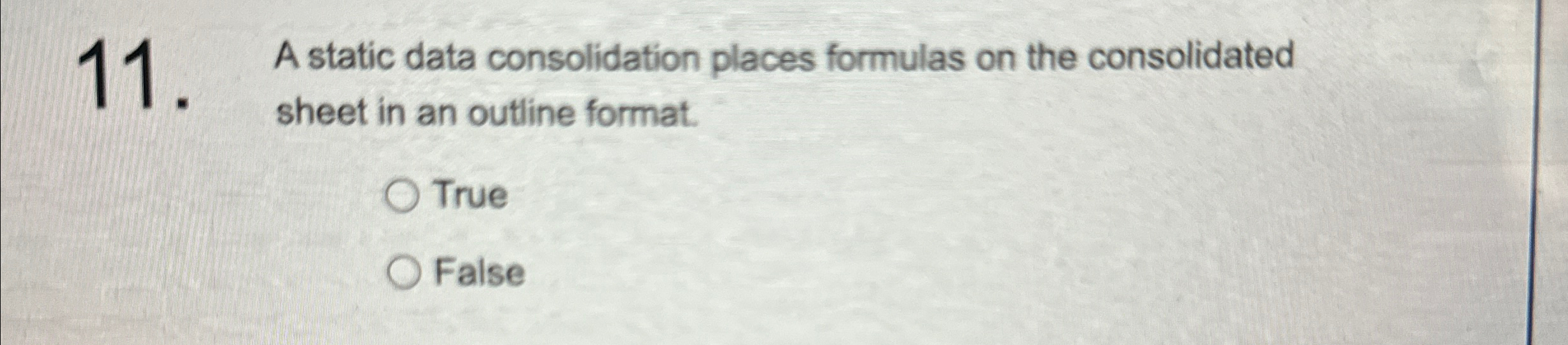 Solved A static data consolidation places formulas on the | Chegg.com