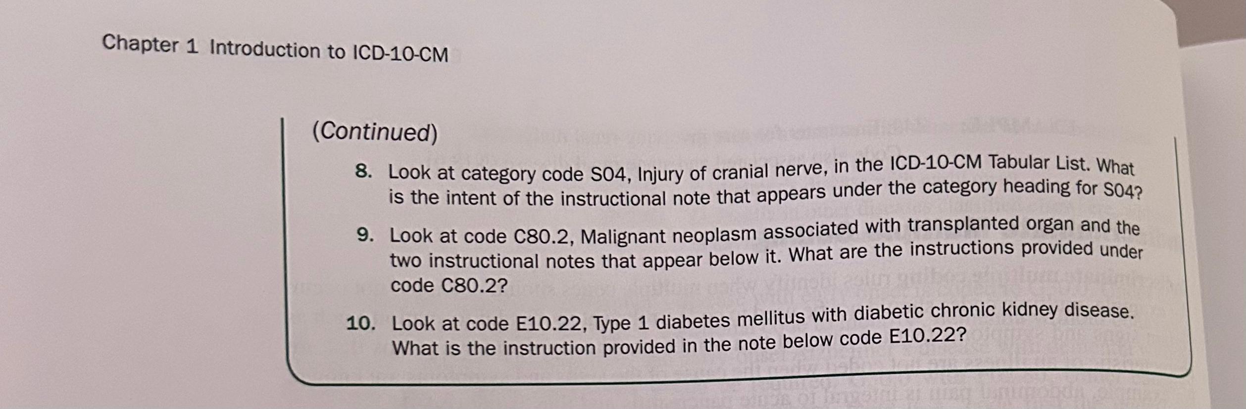 Solved Chapter 1 ﻿Introduction to ICD-10-CM(Continued)8. | Chegg.com