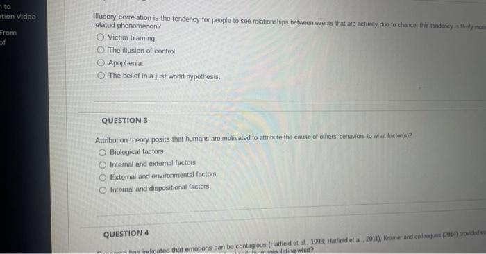 Solved related phenomenon? Victim blaming The illusion of | Chegg.com