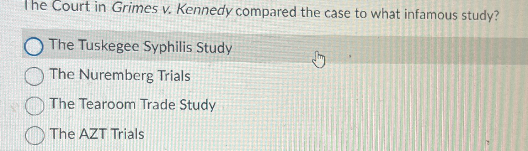 Solved The Court in Grimes v. ﻿Kennedy compared the case to | Chegg.com
