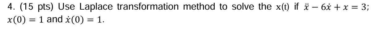 Solved (15 pts) ﻿Use Laplace transformation method to ﻿solve | Chegg.com