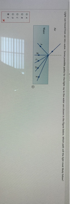 Solved: Light Can Travel From Air Into Water. Some Possibl... | Chegg.com