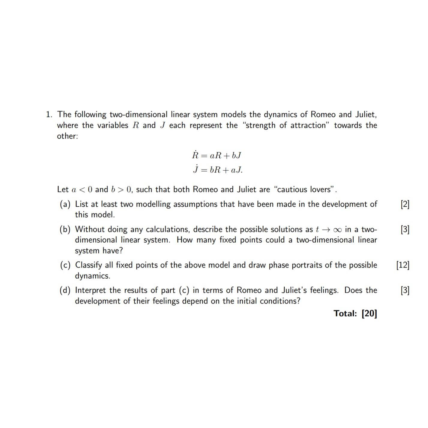 The following two-dimensional linear system models | Chegg.com