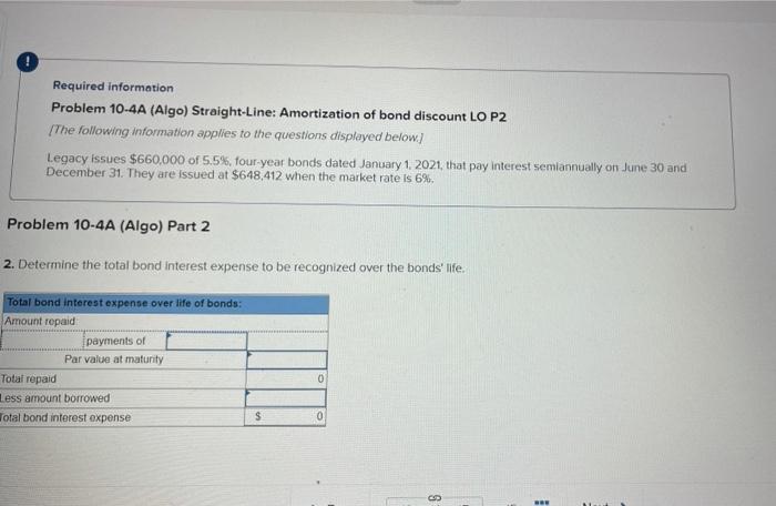 Solved Required information Problem 10-4A (Algo) | Chegg.com