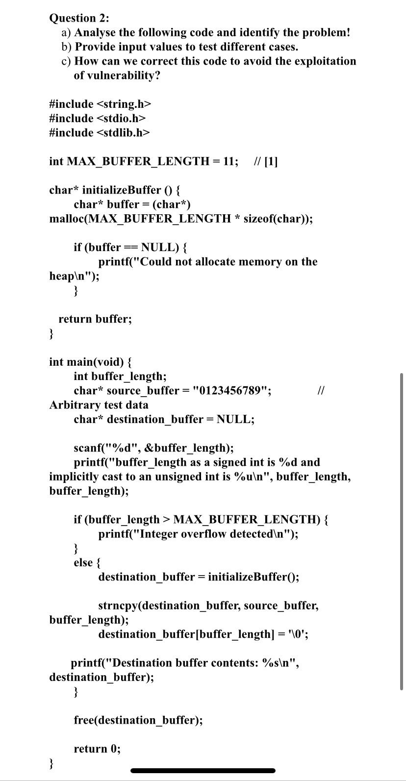 Question 2:a) ﻿Analyse the following code and | Chegg.com