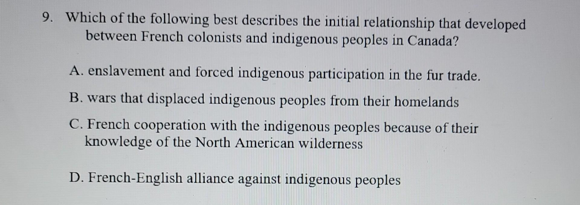 9. Which of the following best describes the initial | Chegg.com