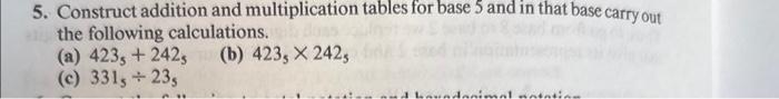 Solved 5. Construct addition and multiplication tables for | Chegg.com